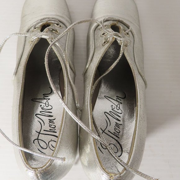 Thom McAn | Shoes | Vintage Thom Mcan Silver Heel Lace Metallic Dress ...